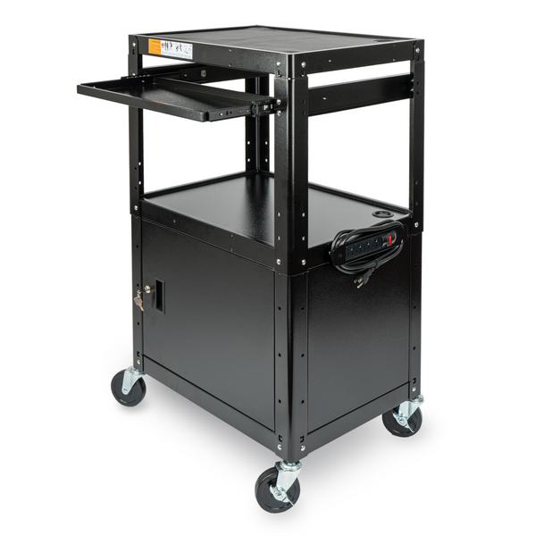 M-AV-G - Steel Large AV Cart with Extra Storage - Adjustable Height Ca ...
